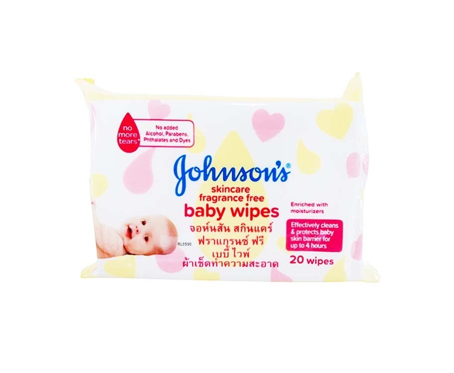 Johnson's Baby Wipes Skincare Fragrance Free 20s