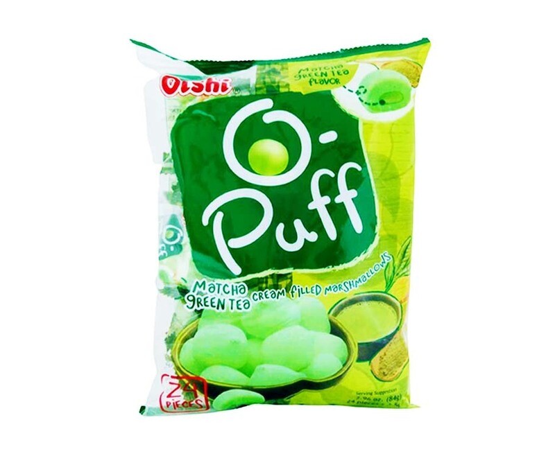 Oishi O-Puff Matcha Green Tea Cream Filled Marshmallows 24 Pieces (84g)