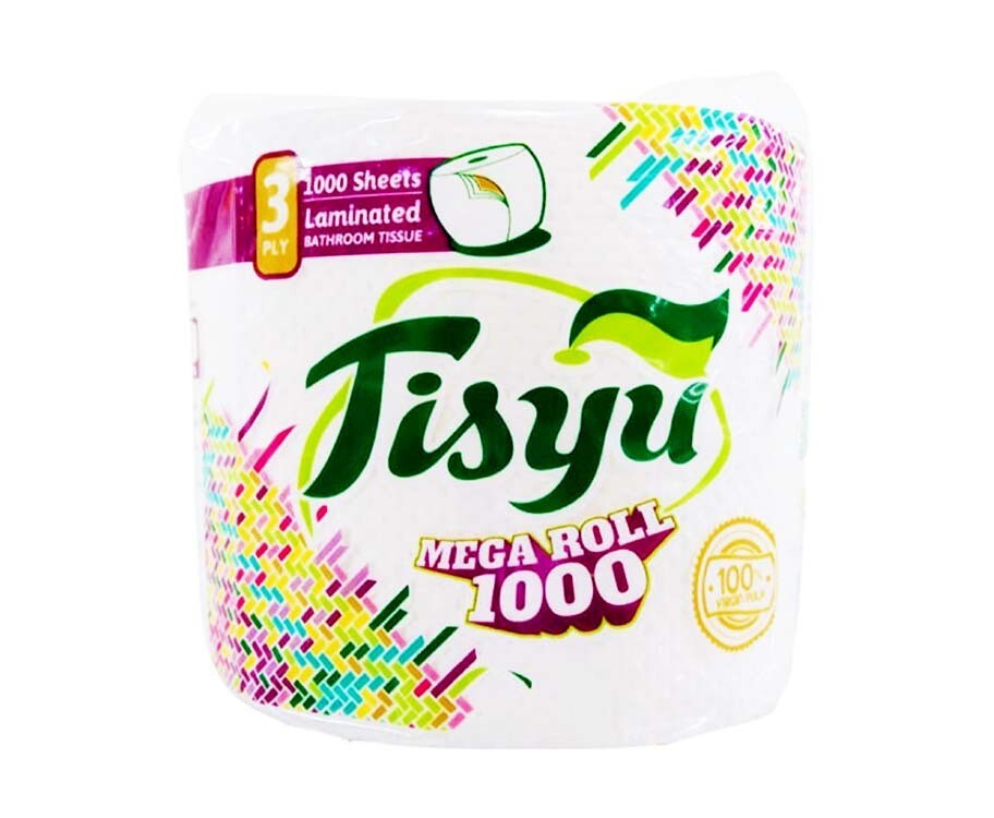 Tisyu Mega Roll Laminated Bathroom Tissue 3-Ply 1000 Sheets