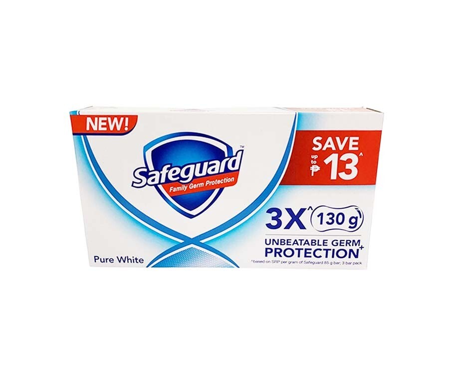 Safeguard Family Germ Protection Pure White (3 Packs x 130g)