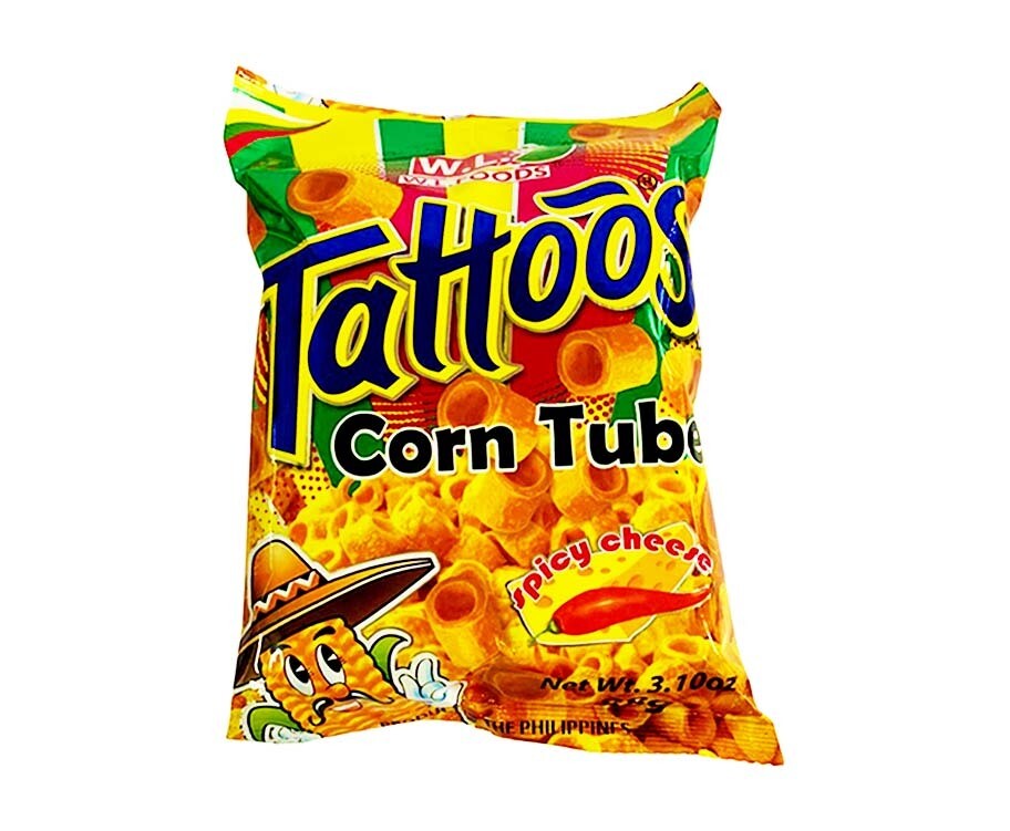 W.L. Foods Tattoos Corn Tube Spicy Cheese 88g