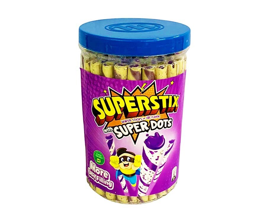 Superstix Wafer Sticks in Ube Flavor with Super Dots 330g