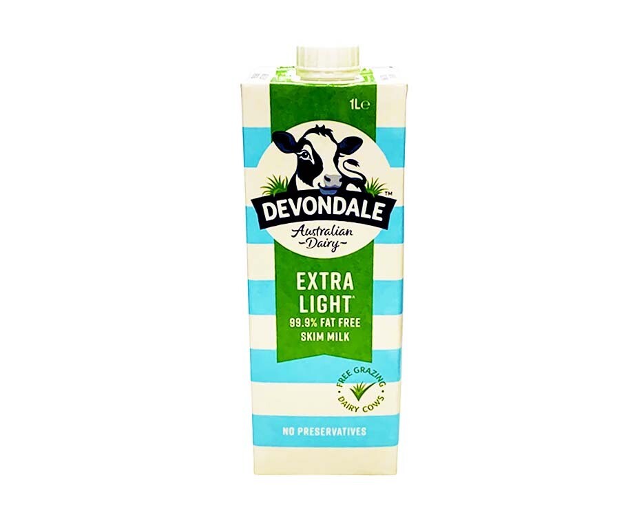 Devondale Australian Dairy Extra Light 99.9% Fat Free Skim Milk 1L