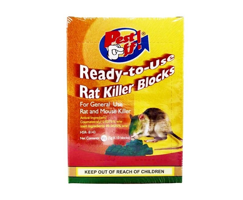 Pest Off! Ready-to-Use Rat Killer Blocks (10 Blocks x 5g) 50g