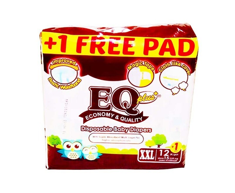 EQ Plus Disposable Baby Diapers XXL above 15k 12+1 Pad