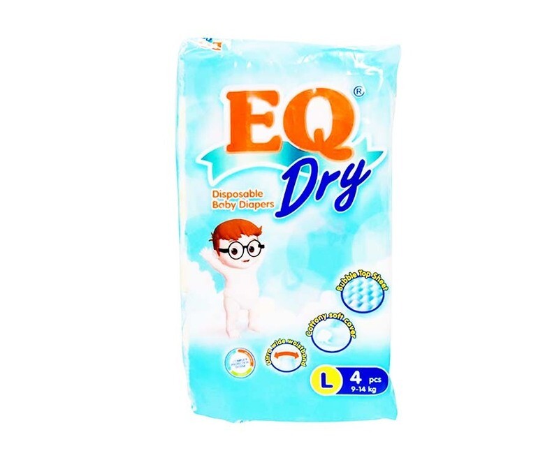 EQ Dry Disposable Baby Diapers Large 9-14kg 4 Pads