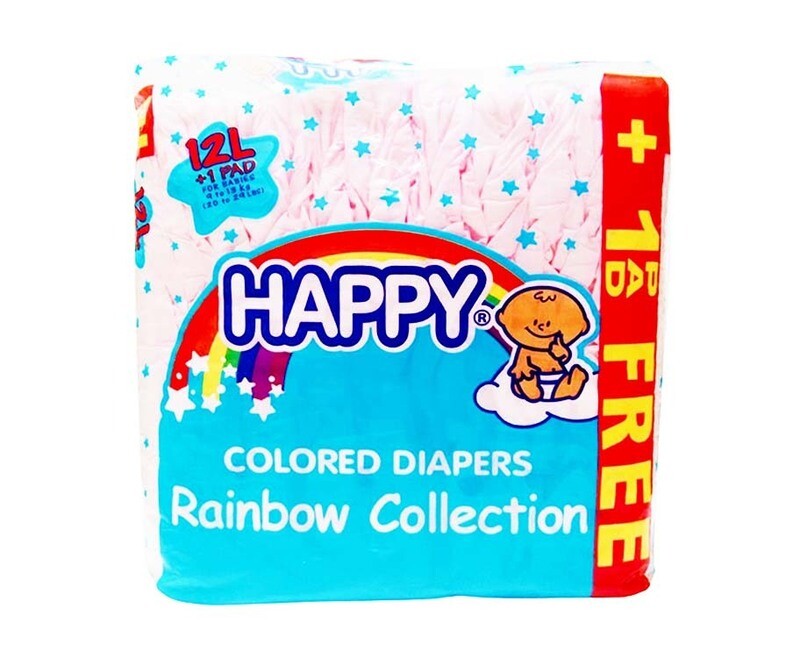 Happy Colored Diapers Rainbow Collection Pink Large 9-13kg 13 Pads