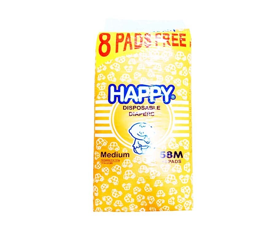 Happy Disposable Diapers Medium 58 dispers + 8 diapers free