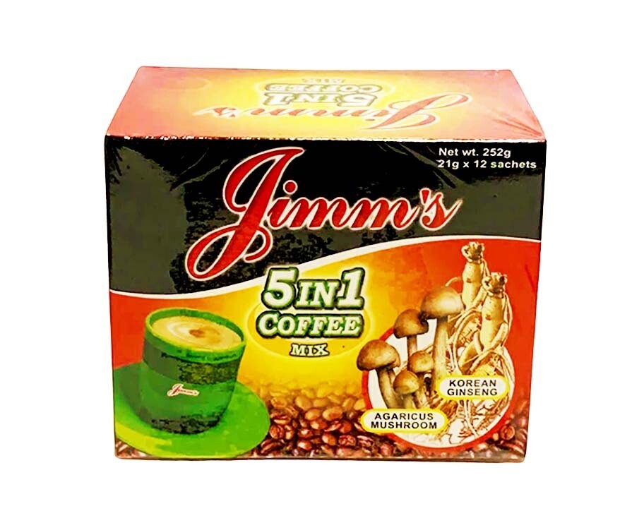 Jimm's 5-in-1 Coffee Mix with Korean Ginseng and Agaricus Mushroom (12 ...