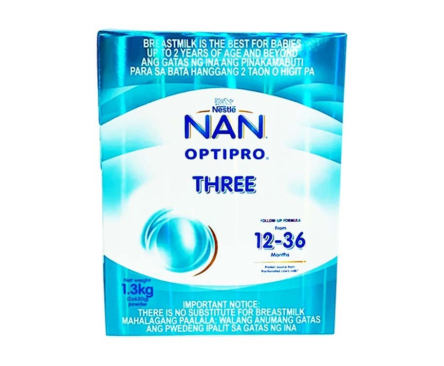 Nestlé NAN OptiPro Three Follow-Up Formula From 12-36 Months Powder (2 Packs x 650g) 1.3kg