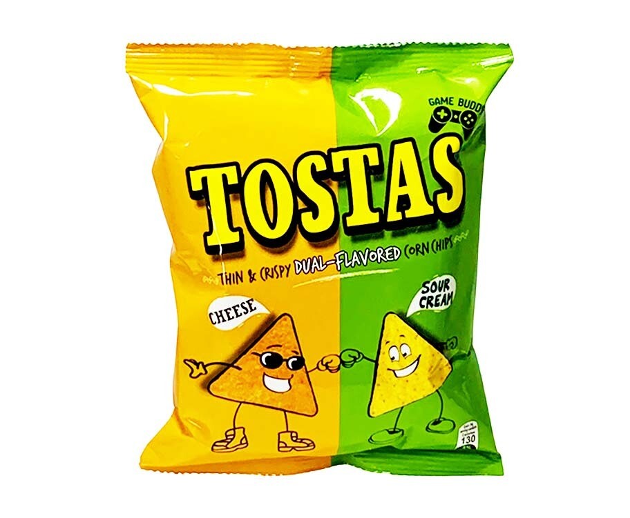 Tostas Thin & Crispy Dual-Flavored Corn Chips Cheese + Sour Cream ...