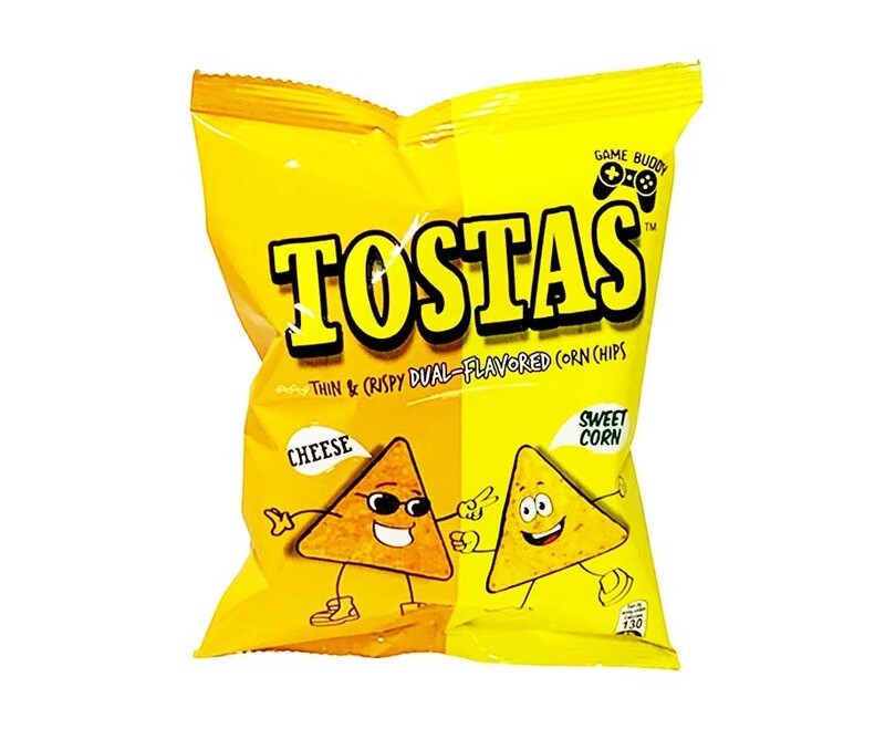 Tostas Thin & Crispy Dual-Flavored Corn Chips Cheese + Sweet Corn ...