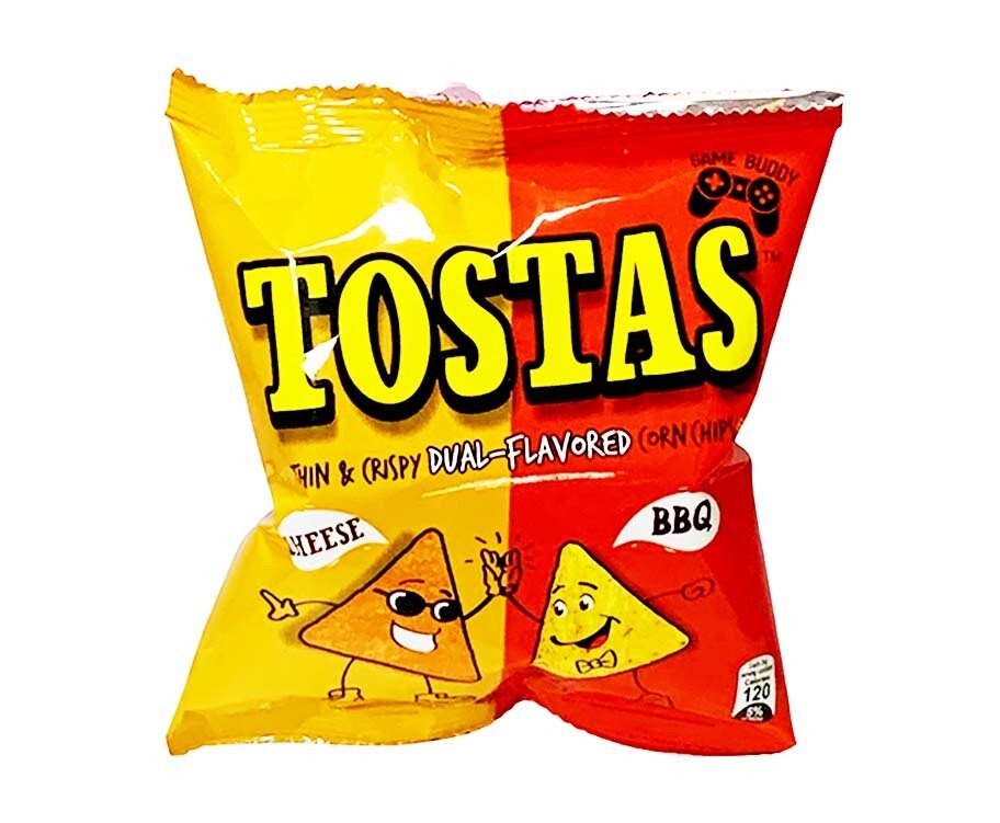Tostas Thin & Crispy Dual-Flavored Corn Chips Cheese + BBQ Flavoured 24g
