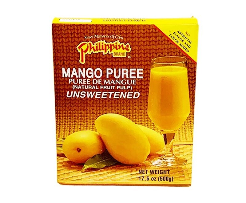 Philippine Brand Mango Puree (Natural Fruit Pulp) Unsweetened 17.6oz (500g)