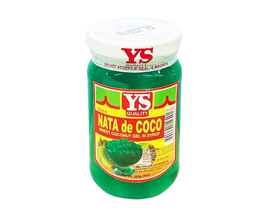 YS Nata de Coco Sweet Coconut Gel in Syrup Green 8oz (280g)