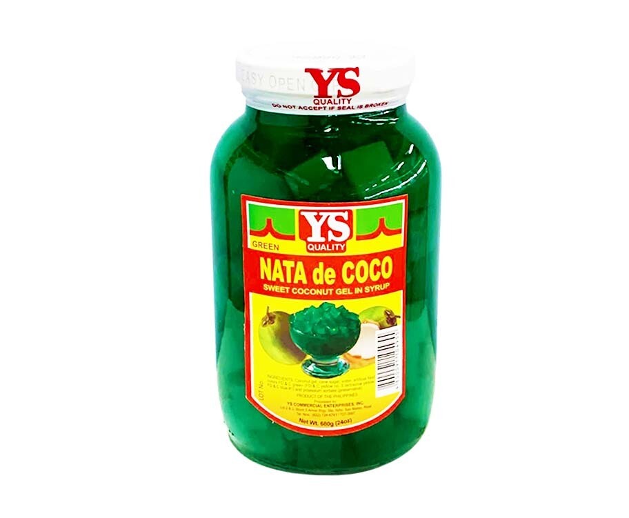 YS Nata De Coco Sweet Coconut Gel In Syrup Green 24oz (680g)
