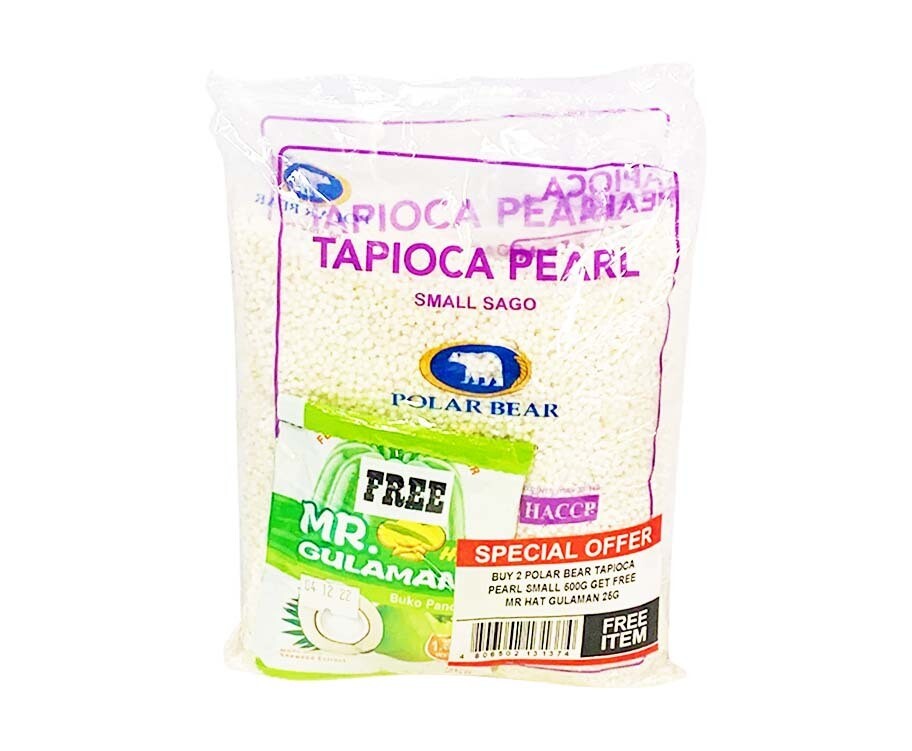 Polar Bear Tapioca Pearl Small Sago (2 Packs x 500g) + Free Mr. Hat ...