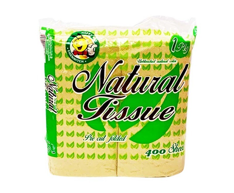 HappyBee Natural Tissue Pre-Cut Folded 1-Ply 400 Sheets
