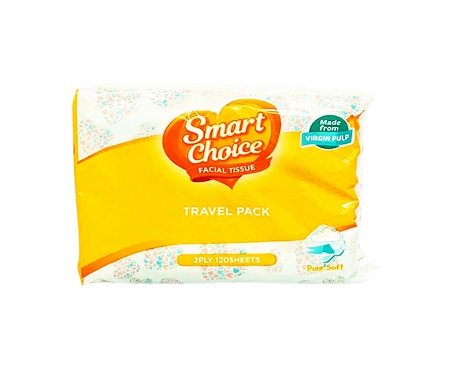 Smart Choice Facial Tissue Travel Pack Pure Soft 2-Ply 120 Sheets