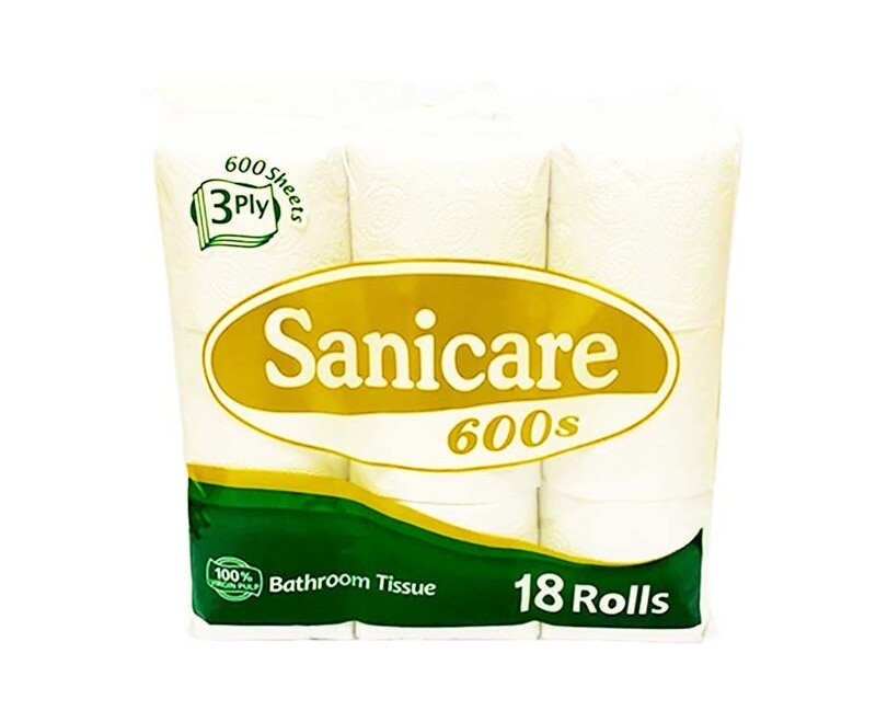 Sanicare Bathroom Tissue 3-Ply 600 Sheets 18 Rolls