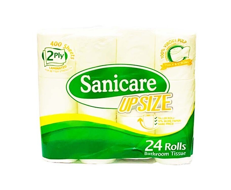 Sanicare Upsize Bathroom Tissue 2-Ply 400 Sheets 24 Rolls