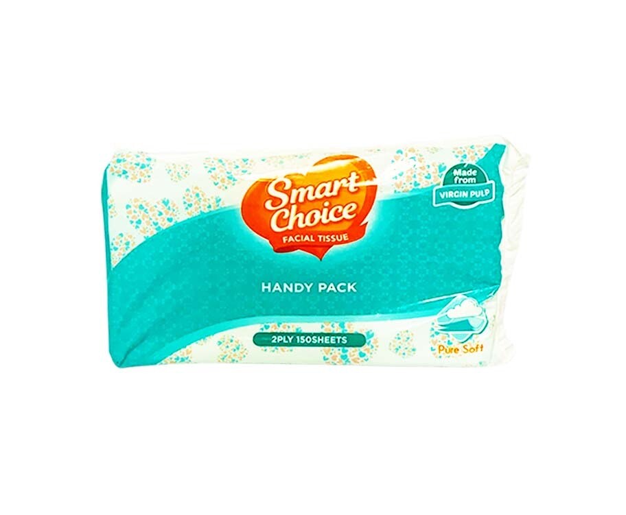 Smart Choice Facial Tissue Handy Pack Pure Soft 2-Ply 150 Sheets