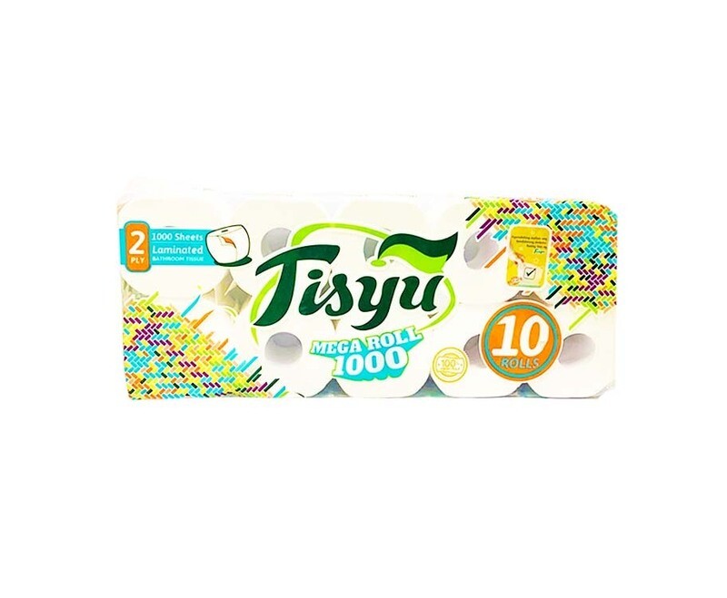 Tisyu Mega Roll Laminated Bathroom Tissue 2-Ply 1000 Sheets 10 Rolls
