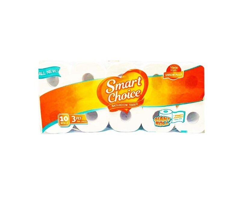 Smart Choice Bathroom Tissue 3-Ply 1080 Sheets 10 Giant Rolls