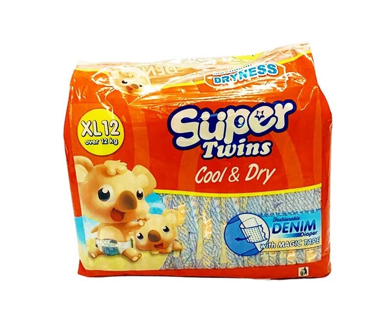 Super Twins Cool & Dry Fashionable Denim Diaper with Magic Tape XL over ...