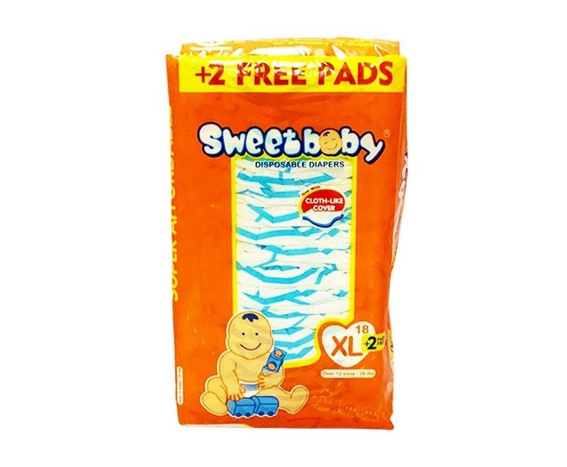 Sweet Baby Disposable Diapers XL over 12kg (26lbs) 18+2 Pads