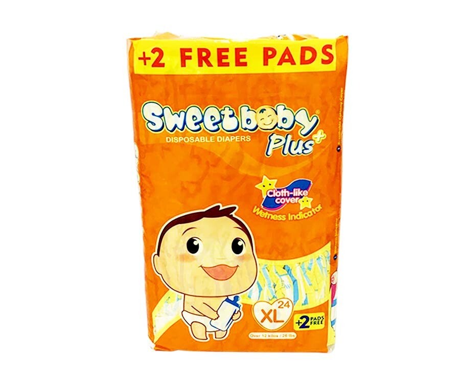 Sweet Baby Plus Disposable Diapers XL over 12kg (26lbs) 24+2 Pads