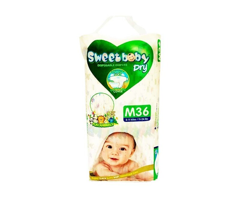 Sweet Baby Disposable Diapers Dry Medium 5-11kg (11-24lbs) 36 Diapers