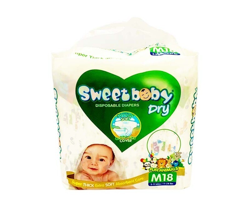 Sweet Baby Dry Disposable Diapers Medium 5-11kg (11-24lbs) 18 Diapers