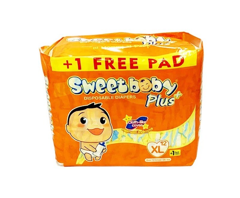 Sweet Baby Plus Disposable Diapers XL over 12kg (26lbs) 12+1 Pads