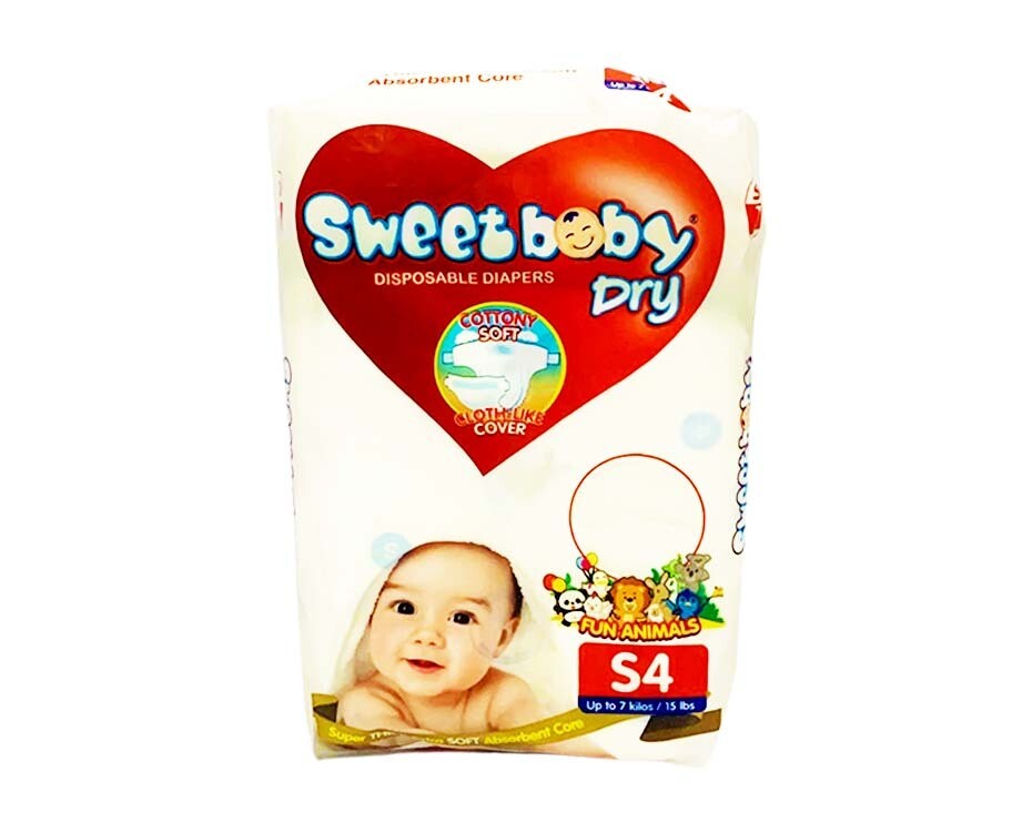 Sweet Baby Dry Disposable Diapers Small up to 7kg (15lbs) 4 Diapers