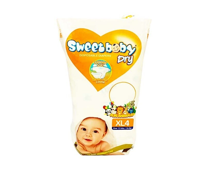Sweet Baby Dry Disposable Diapers XL over 12kg (26lbs) 4 Diapers