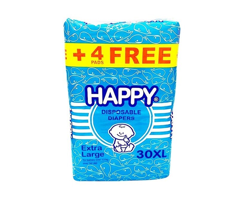 Happy Disposable Diapers XL over 12kg (over 26lbs) 30+4 Diapers