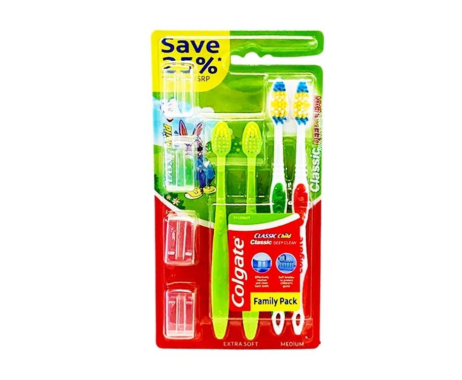 Colgate Extra Soft Medium Family Pack Toothbrush (2 Classic Child ...