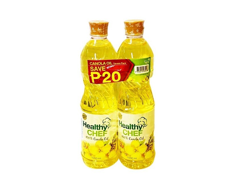 Healthy Chef 100% Canola Oil Savers Pack (2 Packs x 1000mL)
