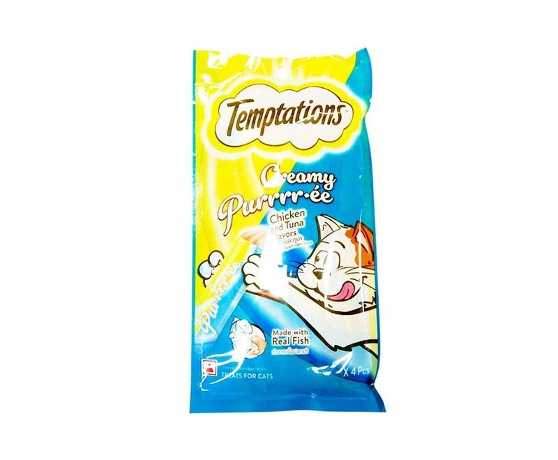Temptations Creamy Purrrr-ée Chicken and Tuna Flavors (4 Packs x 12g)