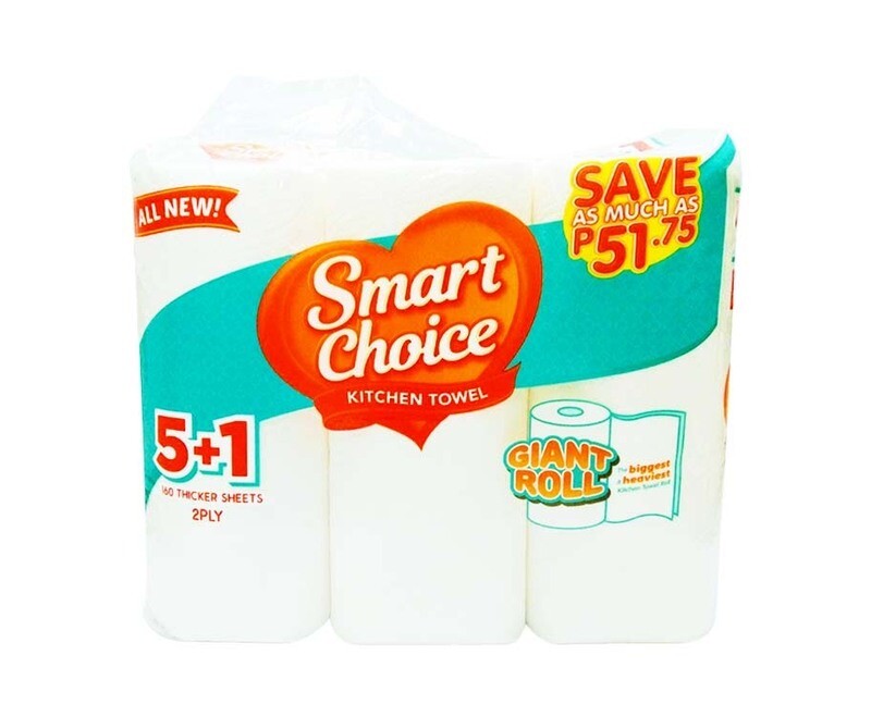 Smart Choice Kitchen Towel 2-Ply 160 Sheets 5+1 Giant Rolls