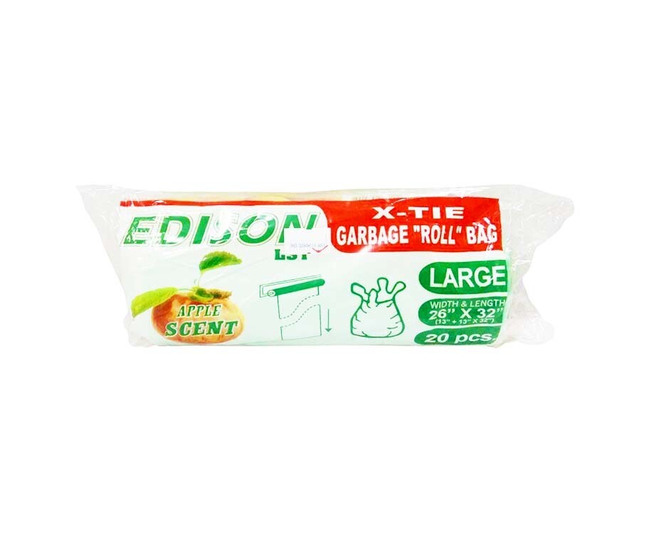 Edison LST X-Tie Garbage Bag "Roll" Green Large Apple Scent 20 Pieces