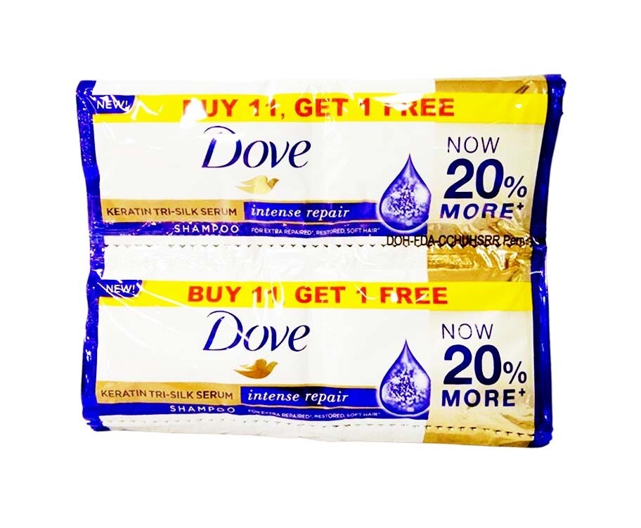 Dove Keratin Tri-Silk Serum Intense Repair Shampoo (11+1 Packs x 12mL)