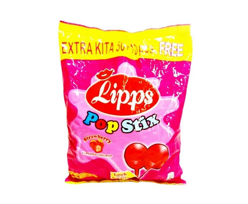 Lipps Pop Stix Strawberry Flavored Lollipop (60 Packs x 6.5g)