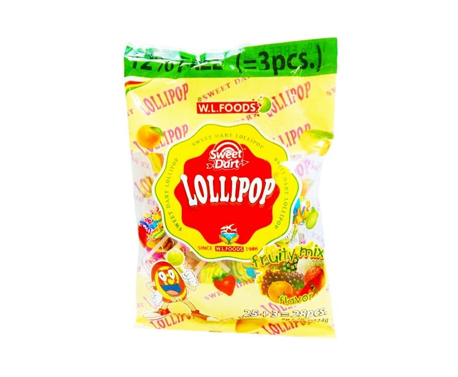 W.L. Foods Sweet Dart Lollipop Fruity Mix 28 Pieces 224g
