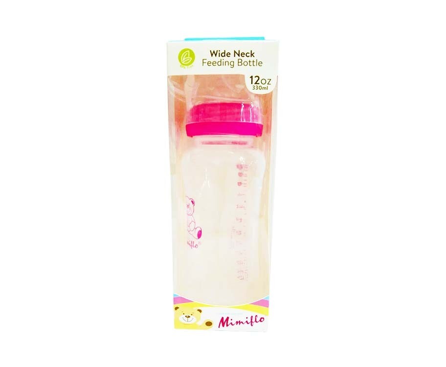 Mimiflo Wide Neck Feeding Bottle Pink 12oz 330mL