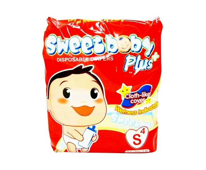 Sweet Baby Plus+ Disposable Diapers Small (Up to 7kg/ 15lbs) 4 Diapers
