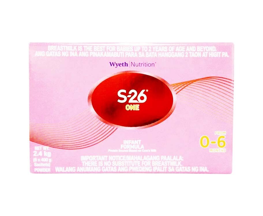Wyeth Nutrition S-26 One Infant Formula From 0-6 Months (6 Packs x 400g) 2.4kg