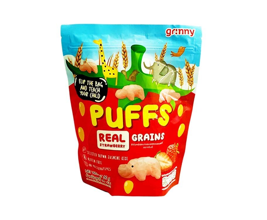 Grinny Puffs Real Strawberry Grains 60g