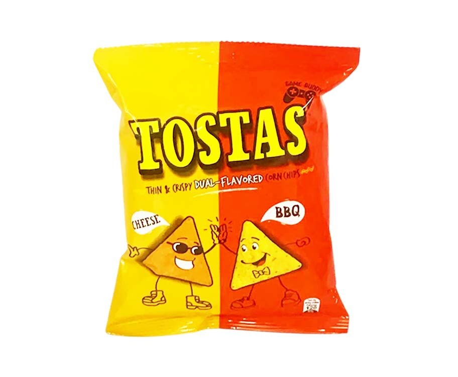Tostas Thin & Crispy Dual-Flavored Corn Chips Cheese + BBQ Flavoured 49g